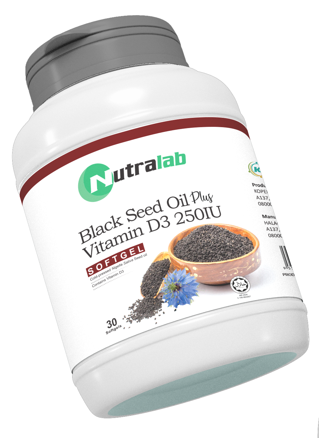 Nutralab Blackseed Oil + Vitamin D3 250IU (softgel) Premium 30's by Kop ...