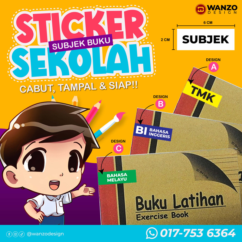 Sticker Sekolah Subjek Buku Matapelajaran 