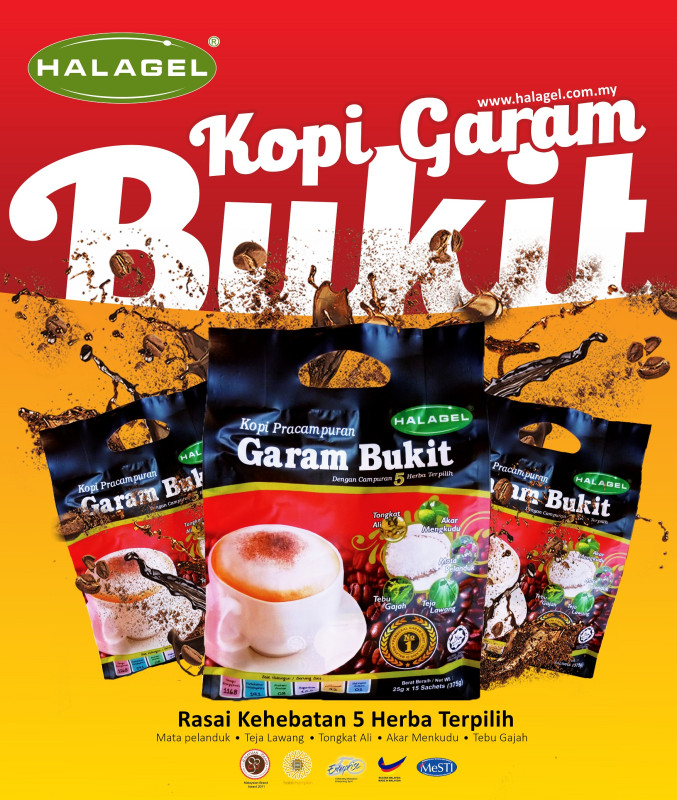 HALAGEL® Kopi Pracampuran Dengan Garam Bukit | Premix Coffee With Rock ...